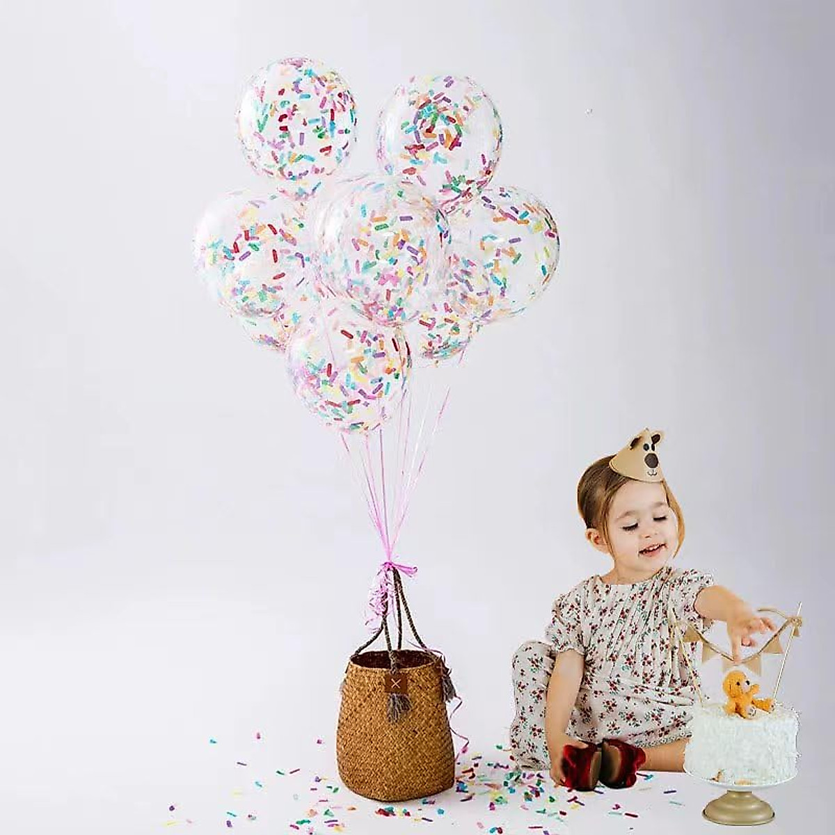30PCS Party Balloon Birthday Balloons Sprinkles Confetti Balloon Pack - Ice Cream Sprinkle Balloons with Bright Confetti Party Decoration, Wedding, Bridal, Proposal