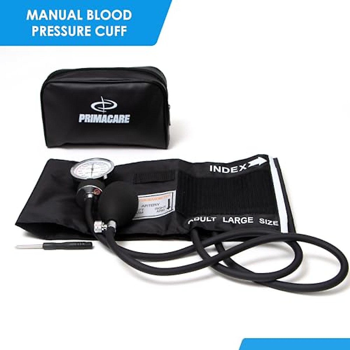 Primacare DS-9193 Classic Series Large Adult Size Professional Blood Pressure Kit with Aneroid Sphygmomanometer, Latex Free Inflation System BP Kit with Nylon Cuff