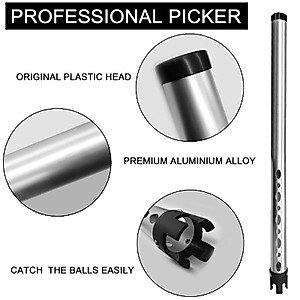 FINGER TEN Golf Ball Retriever, Aluminum Can Hold 23 Balls, 38 Inch, Golf Accessory