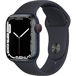 Apple Watch Series 7 GPS + Cellular, 45mm Midnight Aluminum Case with Midnight Sport Band - Regular (Renewed)