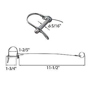HILILON 5PCS Trailer Coupler Pin, 5/16-Inch Diameter x 1-3/4-Inch Long Prevents Loss, Plastic Coating Tether, Length 11-1/2" with Steel Quick Release Ring