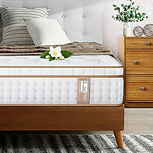 BedStory 10 Inch Queen Mattress, Gel Memory Foam Hybrid Mattress in a Box with Pocket Coil Innerspring, White Luxury Medium Firm Queen Size Mattress for Pressure Relief, Made in USA