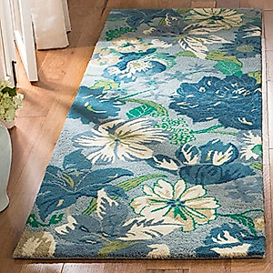 SAFAVIEH Soho Collection 7'6" x 9'6" Blue/Multi SOH849A Handmade Premium Wool & Viscose Area Rug