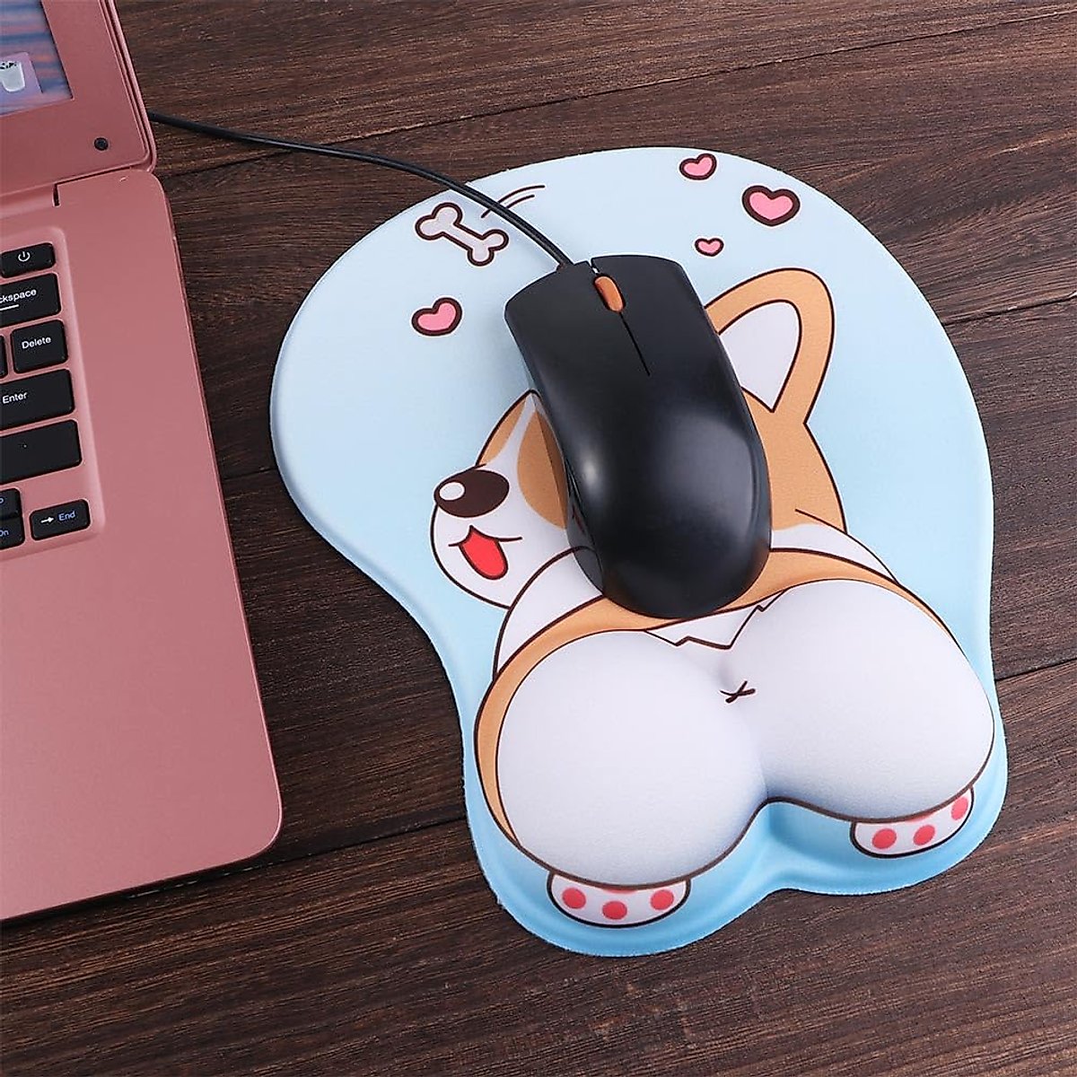 Vctitil Ergonomic Mouse Pad with Wrist Support, Mouse Pad with Wrist Rest for Gaming Working, Gel Mouse Pads with Non-Slip Pu Base(Blue)