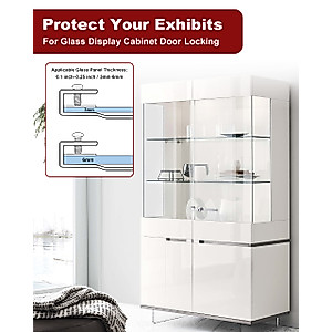 Naissian Sliding Glass Door Ratchet Lock, Lock for Sliding Glass Cabinet Door Locks with Keys Showcase Display Vivarium Reptile Cage Locks, Chrome Finish with 6 Key Aliked, Pack of 2