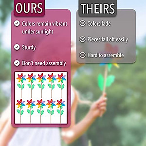 Mr. Pen- Rainbow Flower Pinwheels, 10 Pack, Pinwheels for Yard and Garden, Pinwheels for Kids, Wind Pinwheel, Flower Wind Spinners, Garden Pinwheels Spinners, Yard Pinwheels, Rainbow Party Favors