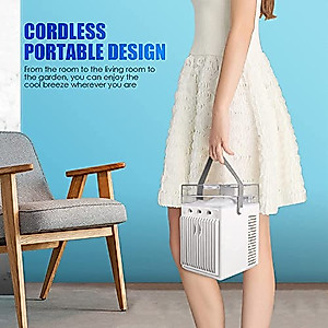 20.3OZ Portable AC Air Conditioner Fan, Evaporative Air Cooler with 3 Speeds, 7 LED Lights, 90° Fan Blades and Humidify Function, USB Mini Air Cooler Perfect for Room, Office and Camping