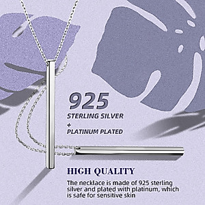 Vertical Bar Pendant Necklace, 925 Sterling Silver Plain 3D Bar Necklace Simple Y Necklace, Jewelry Gift For Women