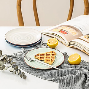 Selamica Ceramic Dessert Plates Set of 6, Small Salad Plates 6 Inch Appetizer Plates for Kitchen, Small Dinner Plates/Dishes for Cake Snacks Side Dish, Microwave Dishwasher Safe, Gradient Color