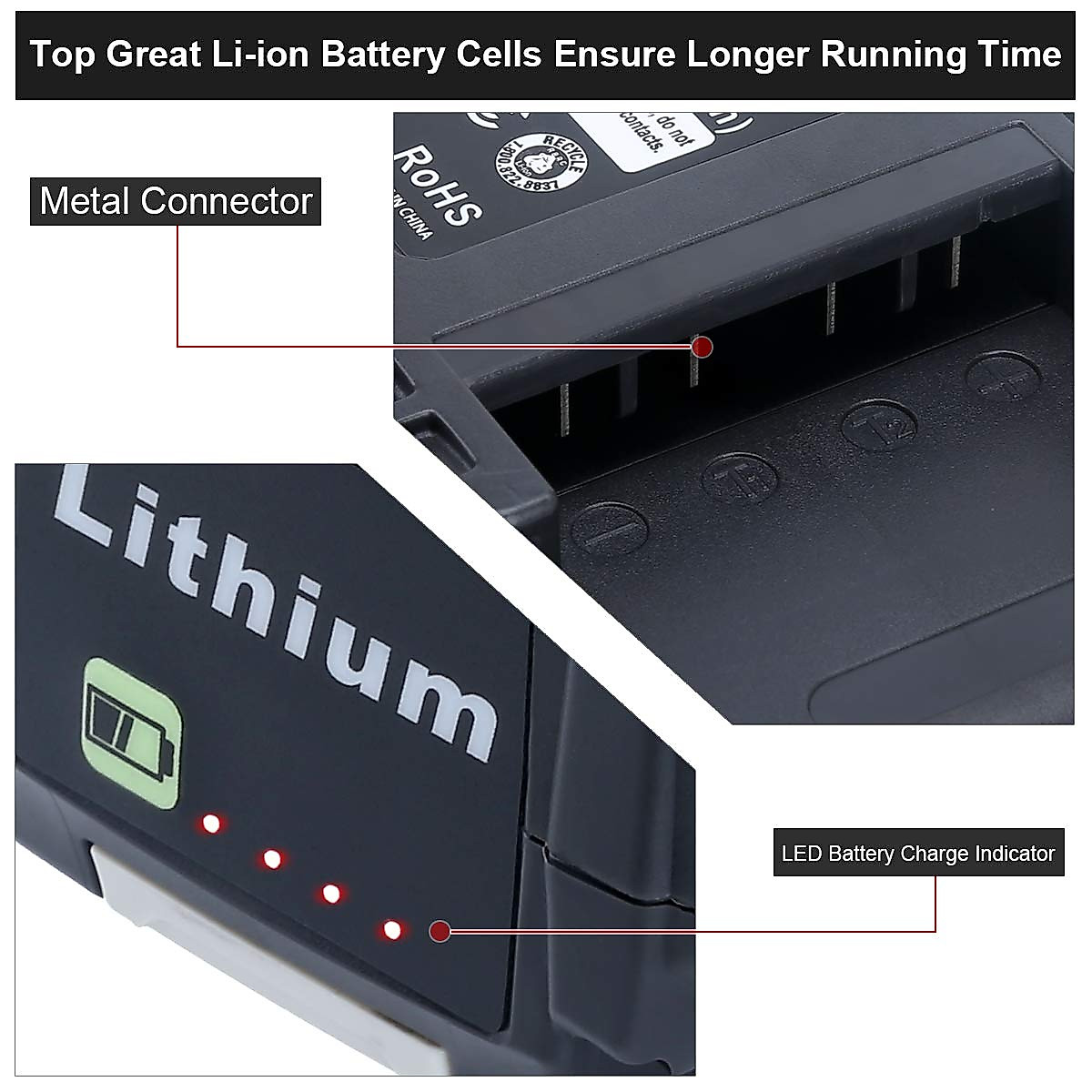 ELEFLY 40V 6.0Ah OP4050A Replacement for Ryobi 40V Lithium Battery OP4015 OP4026 OP40201 OP40261 OP4030 OP4040 OP40401 OP4050 OP40501 OP40601 40 Volt Cordless Tool Battery