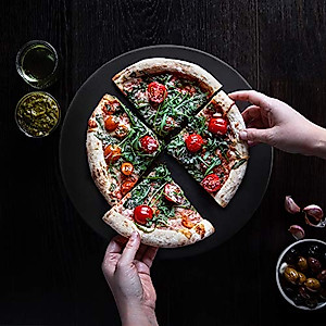 Navaris Round Pizza Stone for Baking - Glazed Cordierite Stone Plate for BBQ Grill Oven - Cook Serve Bread Cheese - Incl. Recipe Book - 12" Diameter