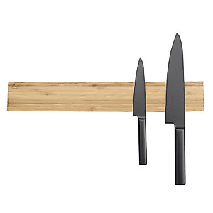 KITCHENDAO Bamboo Magnetic Knife Holder for Wall 17 inch Knife Magnetic Strip Bar Rack- 50% Stronger Magnet - Safe, Secure & Easy Storage Solution for Kitchen Knives, Metal Utensils & More