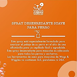 Wags & Wiggles Smooth Detangling Spray in Juicy Apricot | Dog Grooming Detangler Spray to Eliminate Knots, Mats, and Tangles | Dog Freshening Spray, 12 Ounces