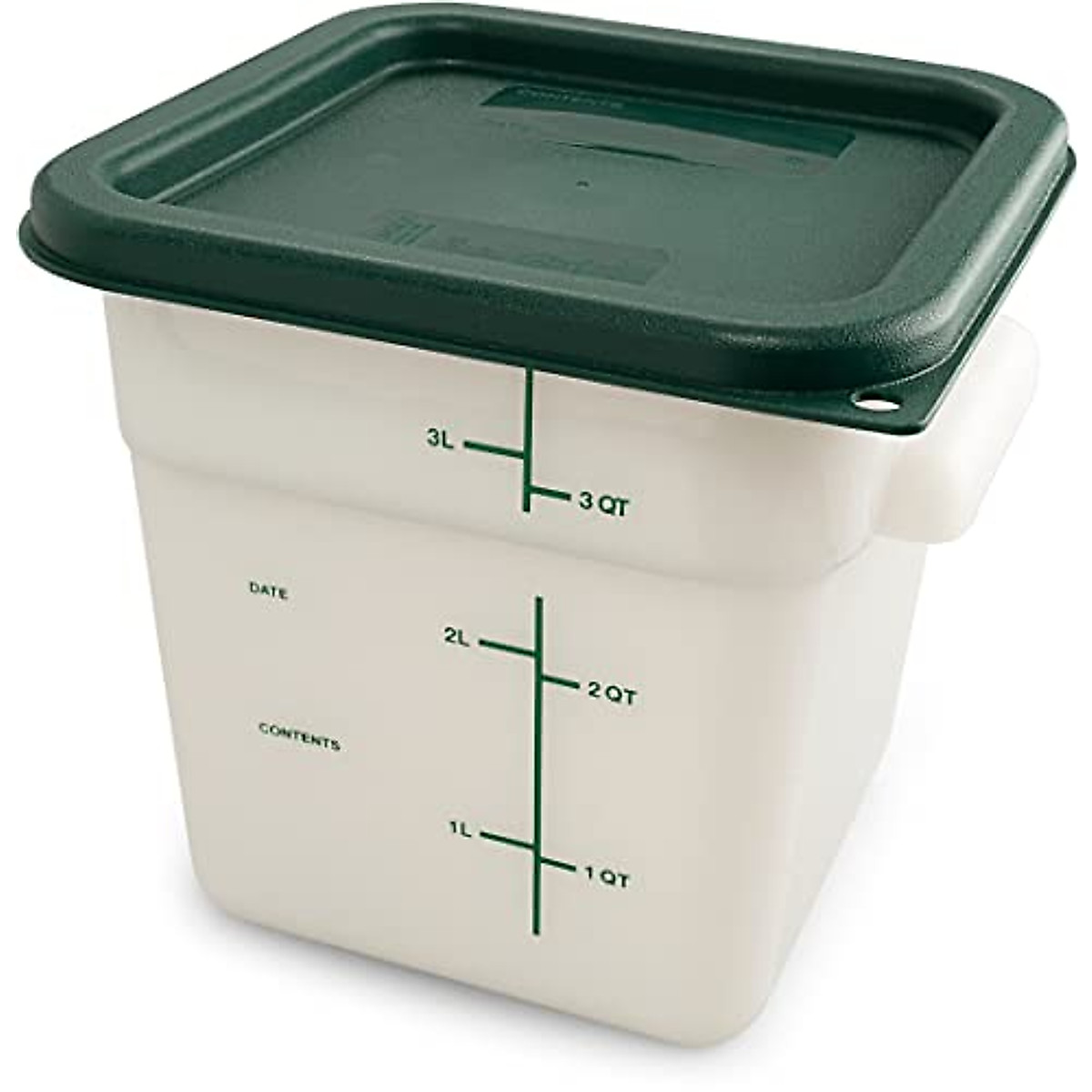 Carlisle FoodService Products Squares Square Food Storage Container with Stackable Design for Catering, Buffets, Restaurants, Plastic, 4 Quarts, White