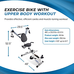 Stamina Foldable Exercise Bike and Strength System With Smart Workout App and 250 Pound Weight Capacity for Home Workout, Gray