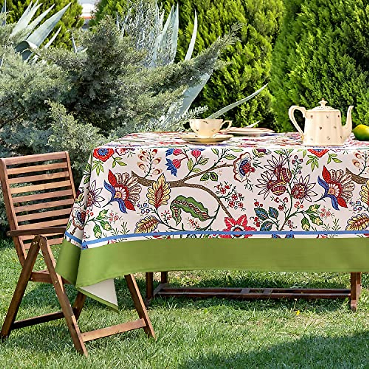 EHouseHome Indoor Outdoor Tablecloth Water Resistant Spill Proof Fabric Table Cover 52x70Inch Rectangle,Botanical Garden