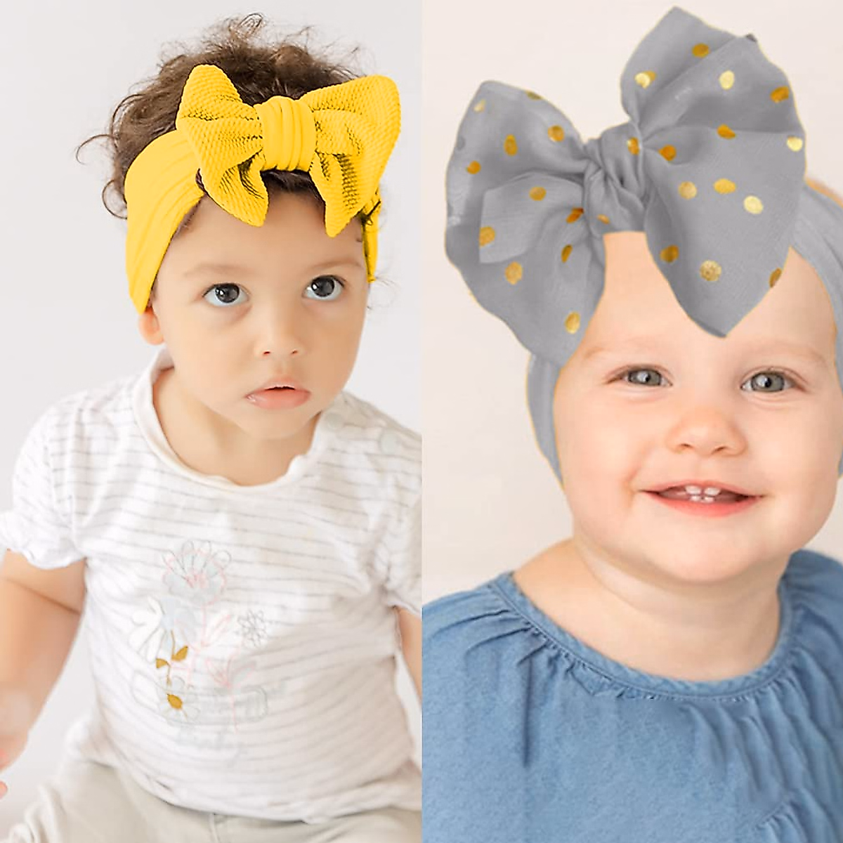 WZT 21PCS Baby Nylon Headbands 7 styles Hairbands Hair Bow Elastics for Girl headbands with bows Newborns Infant Toddlers