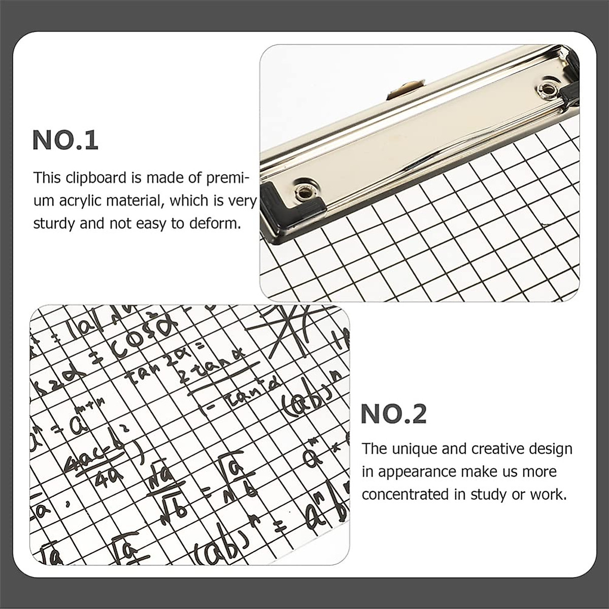 VOSAREA 2pcs Transparent Board Clip Document clipboard Office Supplies folders clipboard Standard Clip Sketch clipboard Clip hardboard Pocket Folder exam Paper Clips Acrylic Thin a4