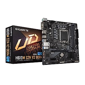 GIGABYTE H610M S2H DDR4 (H610/ Intel LGA 1700/ Micro ATX/ DDR4/ Single M.2/ PCIe 4.0/ USB 3.2 Gen1/ Realtek GbE LAN/Motherboard)