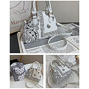 U Scinan Patent Leather Top Handle Tote Bag Mini Zip Around Dome Shoulder Bag Shell Shape Cross Body Handbag Purse Satchel