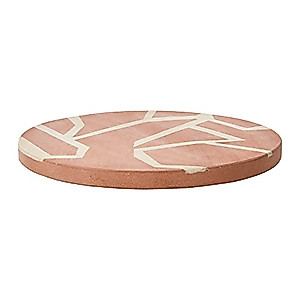 Main + Mesa 10" Round Sandstone Trivet, Terracotta/Off-White