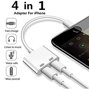 Lightning iPhone Adapter & Splitter, SHARLLEN Apple MFi Certified Headphones Adapter 2 in 1 Aux Audio+Charge+Call+Volume Control Converter Cable Compatible for iPhone 12/11/XS/XR/X 8/7 iPad-iOS13