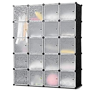 Tangkula Cube Storage Organizer, Cube Closet Storage Shelves, DIY Plastic PP Closet Cabinet, Modular Bookcase, Large Storage Shelving with Doors for Bedroom, Living Room, Office (20-Cube)