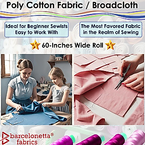 Barcelonetta | Poly Cotton Fabric for Sewing | Broadcloth Fabric | by The Yard | 60" Wide Roll | Lightweight, Breathable | Lining, Home Textile, Skirts, Tote Bags (Navy, 2 Yard)