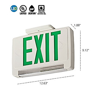 Lithonia Lighting ECBG LED M6 LED Exit and Emergency Light Bar Combo Fixture with Back Up Battery, Green Letters