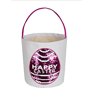 2 Pack Easter Basket for Kids Easter Bunny Basket Egg Bags Canvas Cotton and Eggs Hunt Bag Bunny Canvas Tote Easter Decorations Eggs Candy and Gifts Carry Bucket