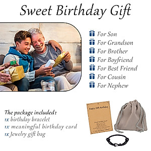 Twilumin Sweet 16 Birthday Gifts for Boy, Adjustable Black Rope Bracelet as Unique Birthday Gift Ideas for 16 Year Old Boy, Happy 16 Birthday Bracelet as Bday Jewelry Present for Him