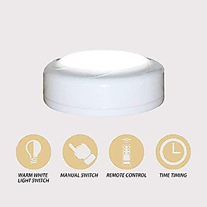 WRalwaysLX 2pack Remote Control LED Cabinet Push Light Cool/Warm Adjustable Night Light, Used by 3x1.5V AA Batteries (Not Included) for Kitchen Under Cabinet Lighting,Closets, Cabinets…