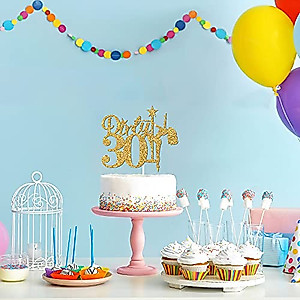 Glitter Golden Dirty 30 Cake Topper for Women Birthday, 30 & Fabulous, Dirty Thirty/Happy 30th Birthday Cake Decoration, Hello 30 Sign, Thirtieth Birthday/Anniversary Party Supplies