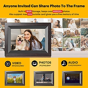 KODAK 10.1 Inch Smart WiFi Digital Picture Frame 1280x800 Touch Screen,Auto-Rotate, Built in 16GB Memory, Share Moments Instantly via Kodak App from Anywhere(Wood)