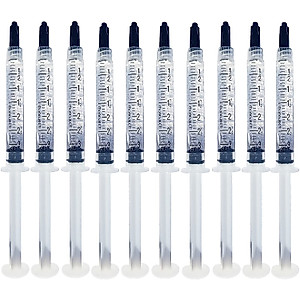 Bright White Smiles - Teeth Whitening Gel Refill Kit - 10 Tubes 44% Carbamide Peroxide Tooth Whitener Formula