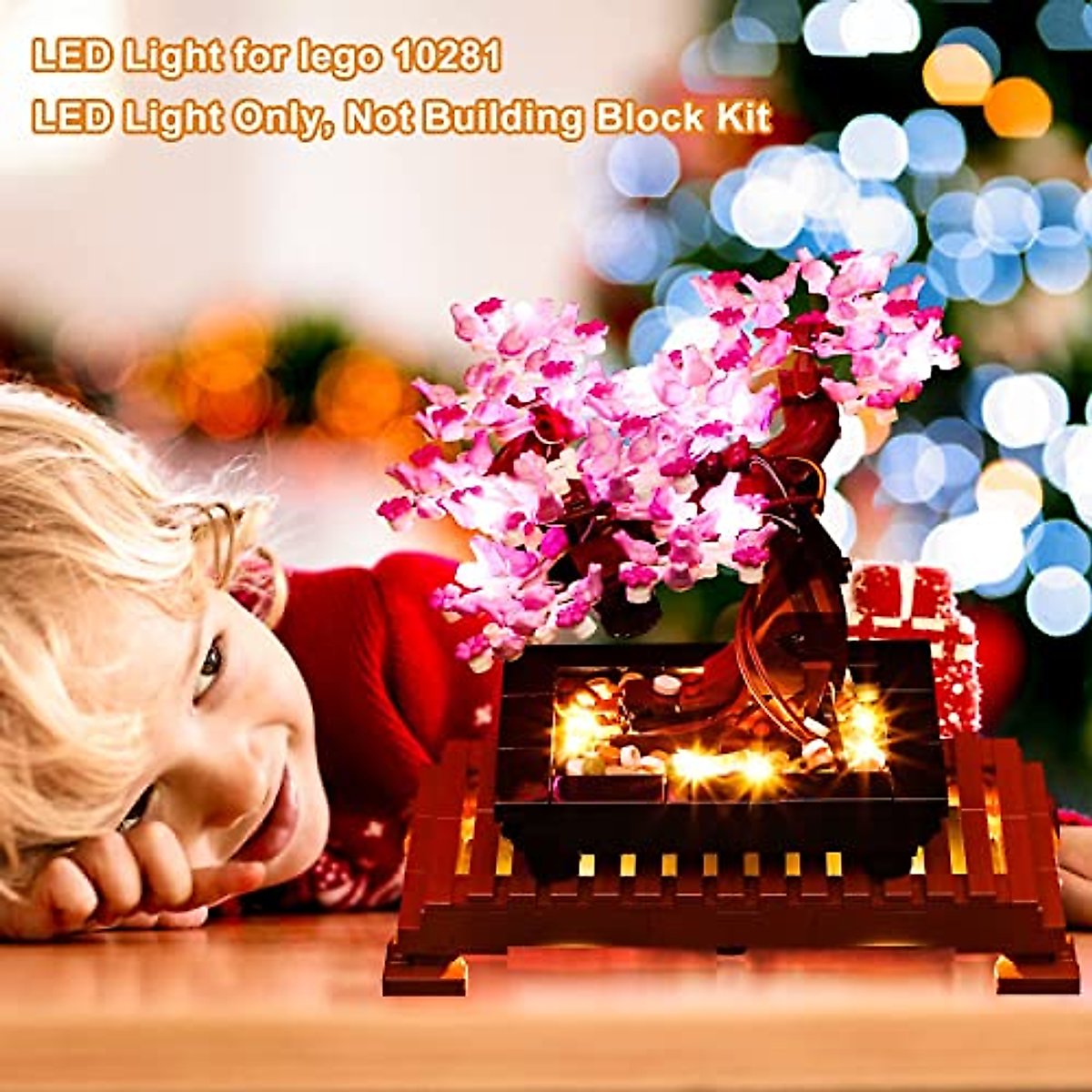 Vaodest LED Light for Lego Bonsai Tree 10281 Model,Design and Configuration Compatible with Model 10281 (LED Light Only, Not Building Block Kit) (Pink)