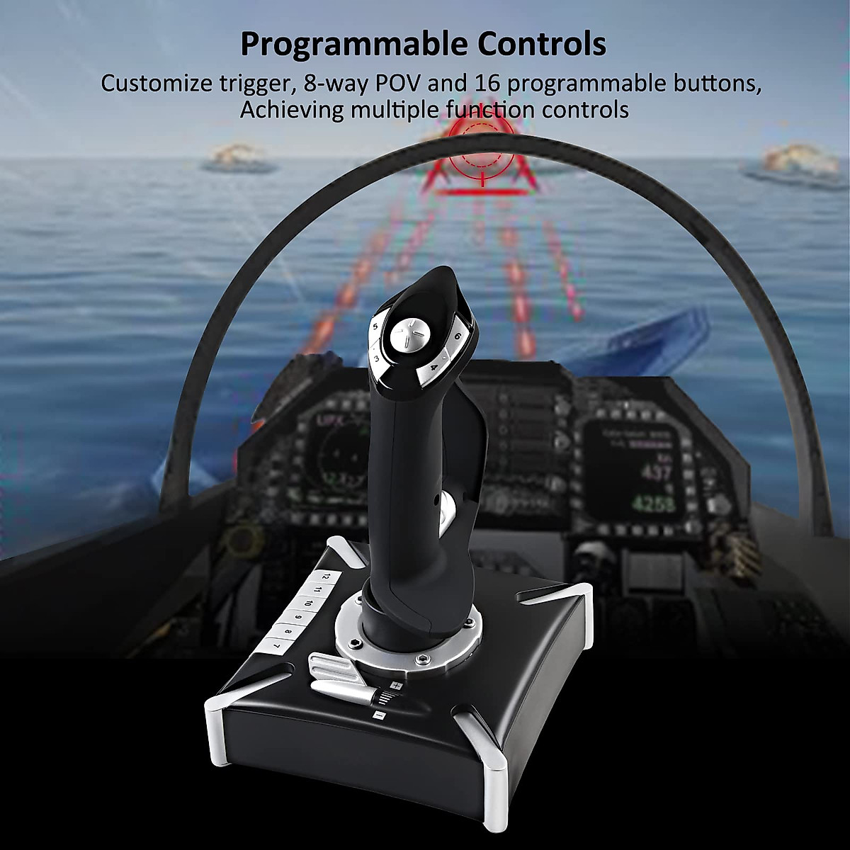 Flight Simulator, PXN 2119Pro Flight Stick, Flight Joystick with Custom Button & Vibration Function, Suitable for PS4 / Xbox One/PC Windows 2000/XP/7/8/10（NOT Support Mac 、Xbox Series S/X、PS5）
