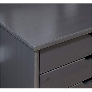 Linon Callie Multipurpose Six Drawer Dresser Wide Wood Rolling File Cabinet Storage Cart with Casters in Gray