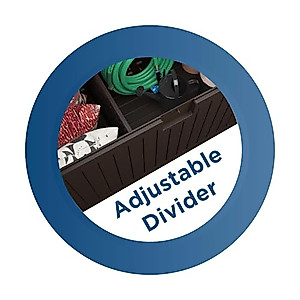 COSCO Large 150 Gallon Outdoor Storage Box with Storage Divider, Weather Resistant Resin, Dark Brown Finish - Ideal for Home Furniture and Outdoor Furnishings
