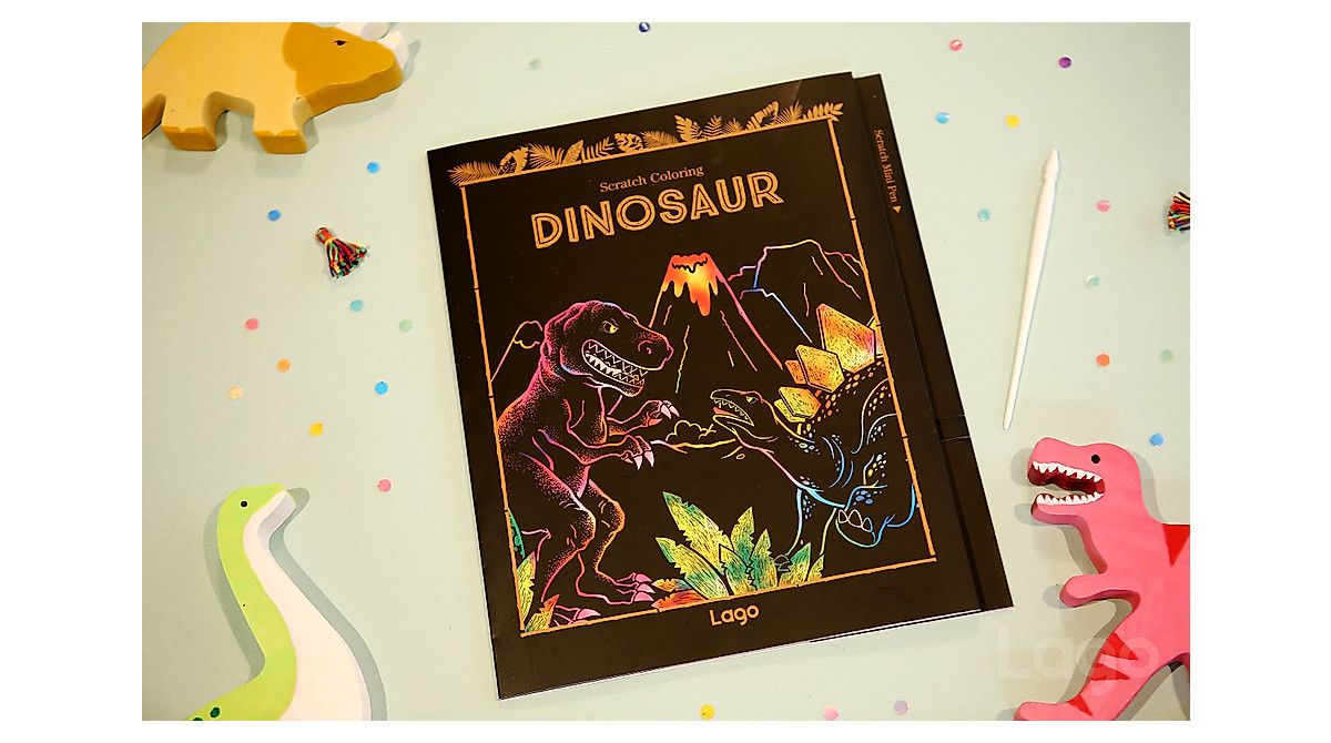 Lago Design Dinosaur Scratch Art Set for Kids - Creative & Fun