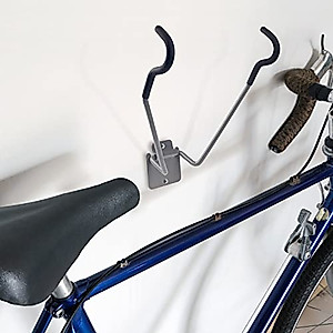 Stalwart Bike Wall Mount Set of 2 - EVA Foam Padded Bicycle Hooks - Flip-Up Garage Bicycle Rack Pair with 50lbs Capacity Each (Pack of 1)