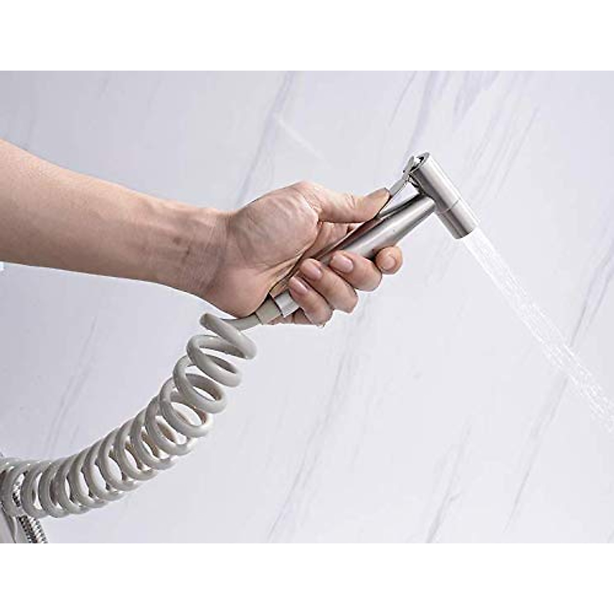Fat-Cattie Bidet Sprayer Tube, Household Bathroom Toilet PU Handheld Bidet Sprayer Spring Tube Hose Accessory, 2M (Gray)