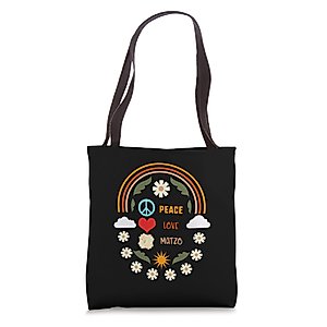 Peace Love Matzo Yiddish Purim Jewish Holiday Seder Passover Tote Bag