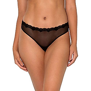 Smart & Sexy Women's Lace Trim & Mesh Panty 2 Packs Sexy Thongs & Cheeky Bikinis, Classic Leopard/Black Hue Thong, 6