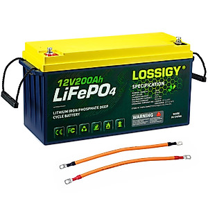 LOSSIGY 12V 200AH LiFePO4 Lithium Battery with BMS, 2560Wh Deep Cycle Power Supply, Perfect for Solar System, RV, Marine, Off Grid, Golf Cart