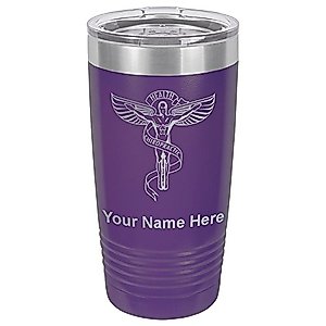 LaserGram 20oz Vacuum Insulated Tumbler Mug, Chiropractic Symbol, Personalized Engraving Included (Dark Purple)