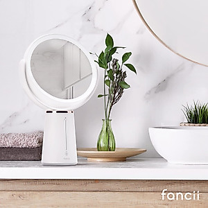Fancii LED Lighted Magnifying Makeup Mirror with Double-Sided 1x/ 10x Magnification, Rechargeable and Adjustable Brightness, Large Tabletop Vanity Mirror (Nova)