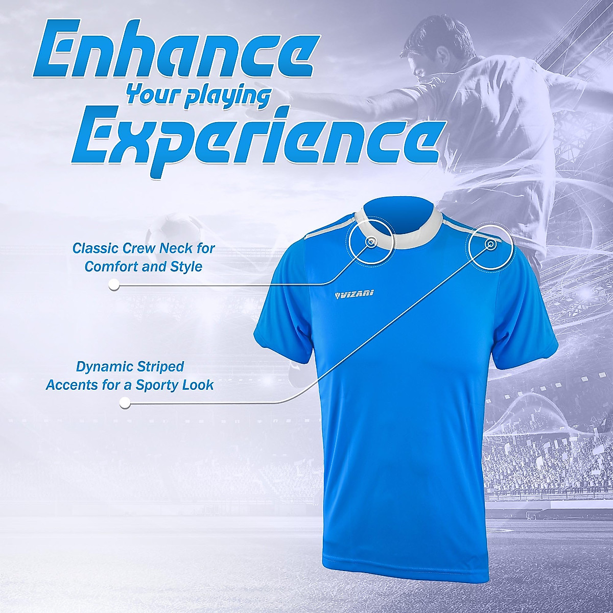 Vizari Velez Jersey for Men and Women | 100% Polyester Adult Soccer Goalie Jersey for Exceptional Performance Light Blue