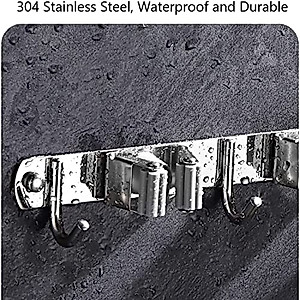 CRSUSUKJ Broom and Mop Holder Wall Mounted, Broom Hanger, Broom Holder, Stainless Steel Heavy Duty Broom Racks, Heavy Duty Storage Organization for Home Kitchen Garden Garage Room(3 Racks 4 Hooks)
