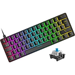 SELORSS Mini 60% Wired Mechanical Gaming Keyboard,22 RGB Chroma Backlit, Compact 62 Full Anti-ghosting Keys, USB C Cable,Replaceable Keycaps,Tactile Switch for Gamer/Typist/Xbox/PC/Win/Mac(Black)